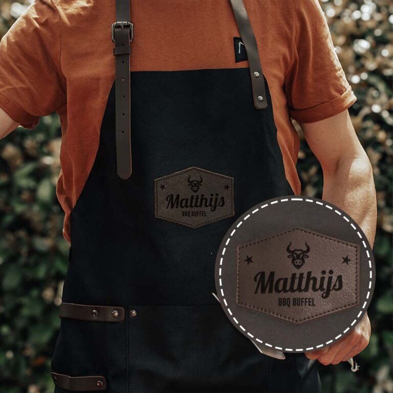 Leren BBQ schort met naam | Gepersonaliseerd